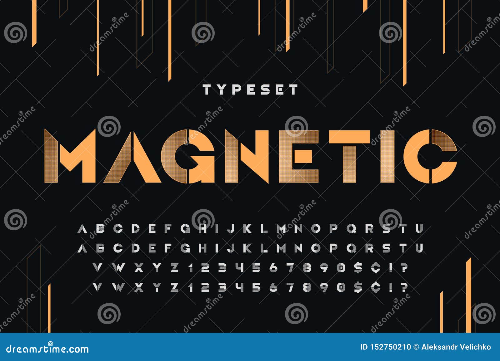 Stencil Futuristic Sci-fi Alphabet, Creative Characters Set. Stock ...