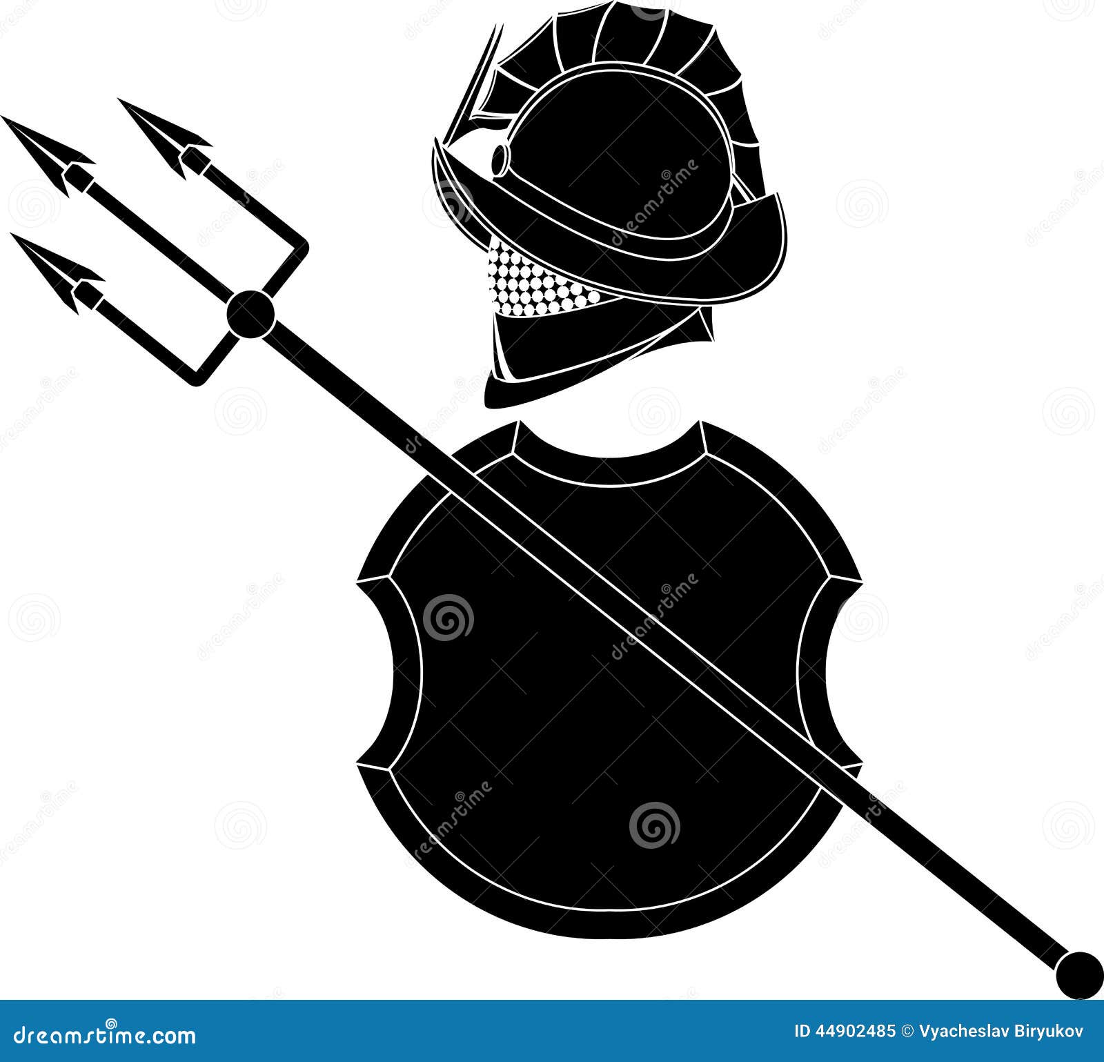 Stencil of Gladiators Helmet Wit Trident and Shield Stock Vector ...