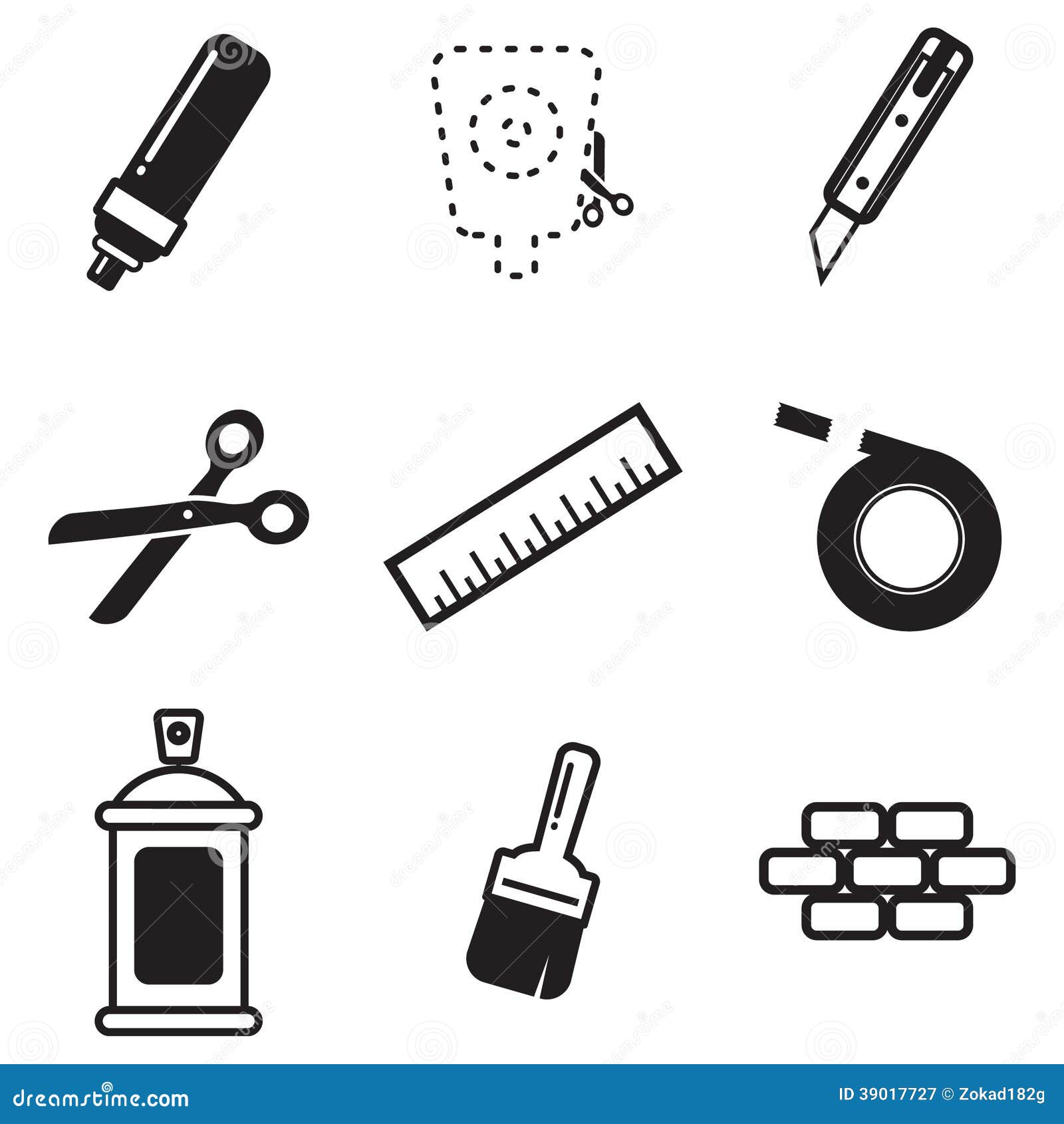 Stencil Icons stock vector. Illustration of brush, graphic - 39017727