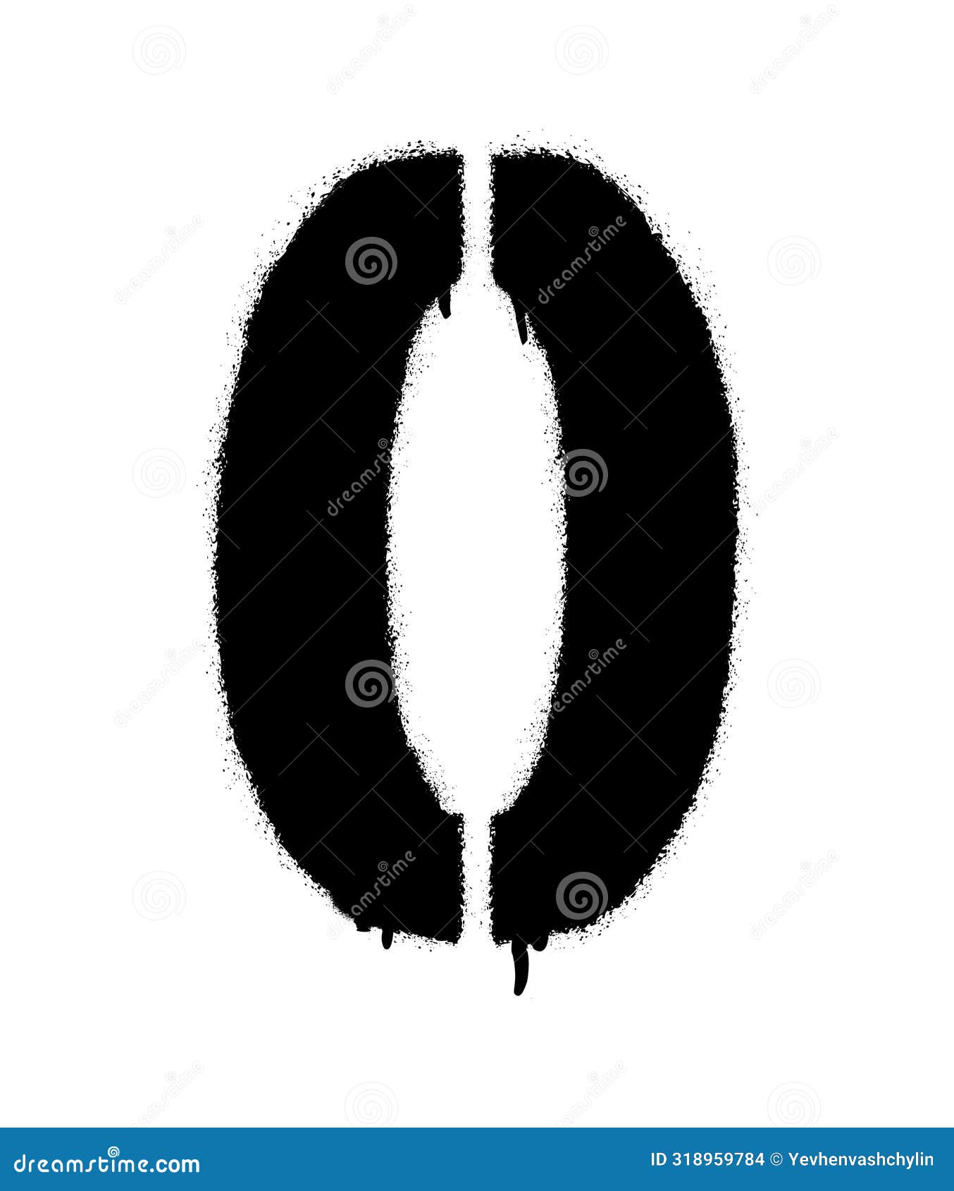 Stencil with the Number 0 with Paint Smudges. Black Symbol on a White ...