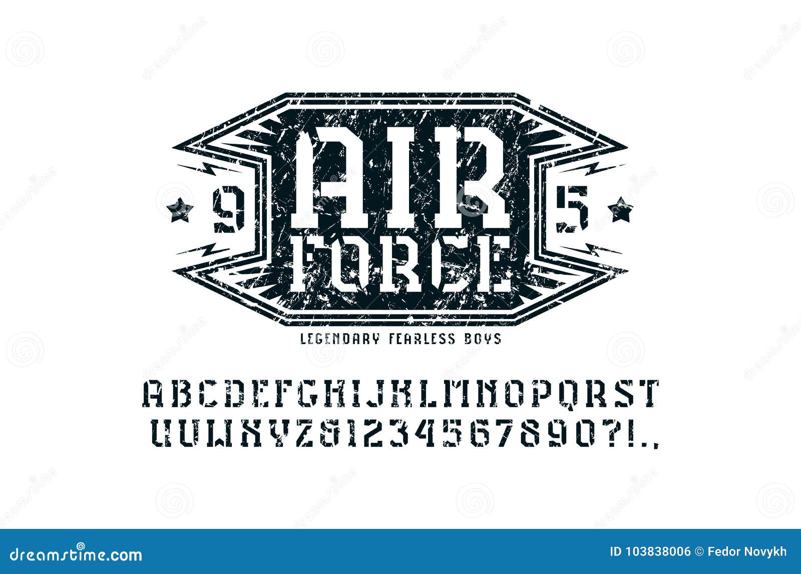 Stencil-plate Serif Font and Air Force Emblem Stock Vector ... Stencil-plate Serif Font and Air Force Emblem Stock Vector ...