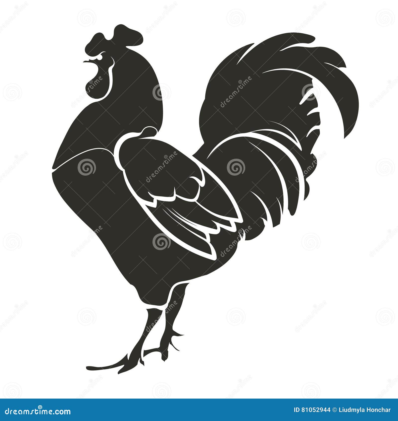 Stencil rooster, black. stock vector. Illustration of symbol - 81052944