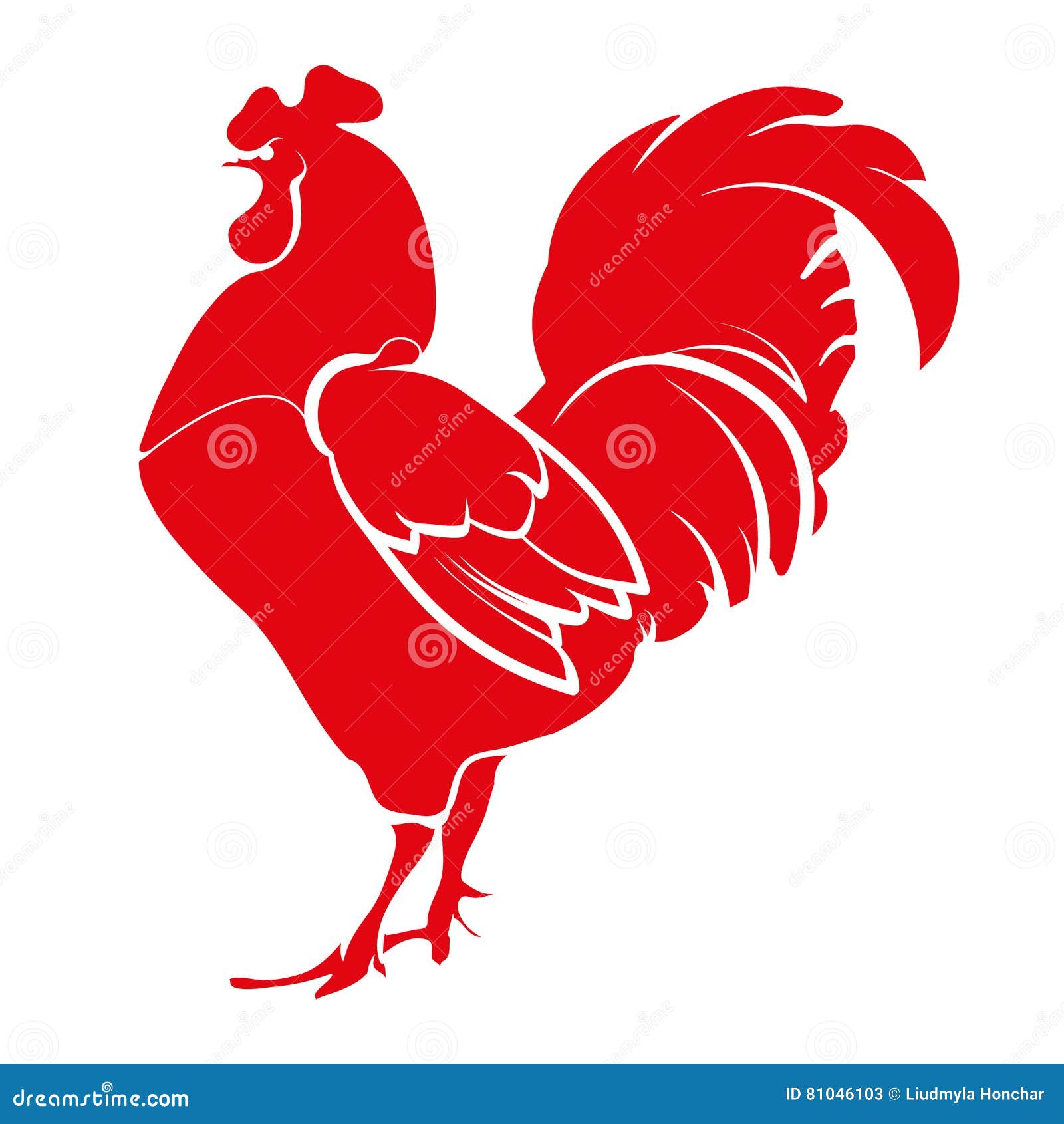 Stencil rooster, red. stock vector. Illustration of template - 81046103