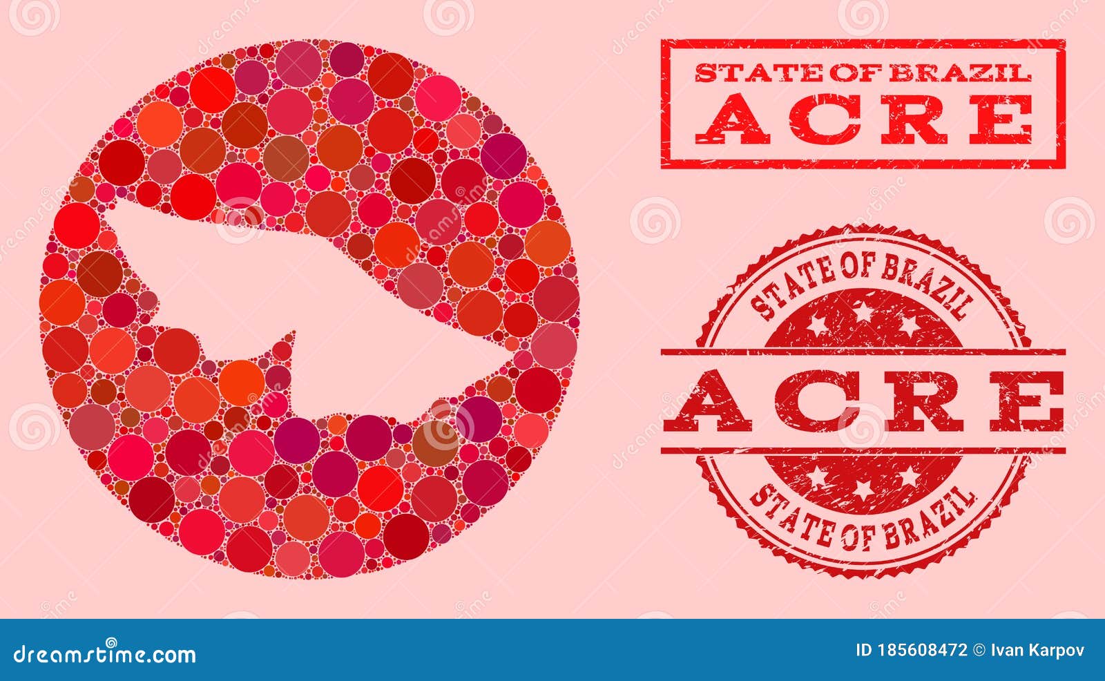 Stencil Round Map of Acre State Mosaic and Scratched Stamp Stock ...