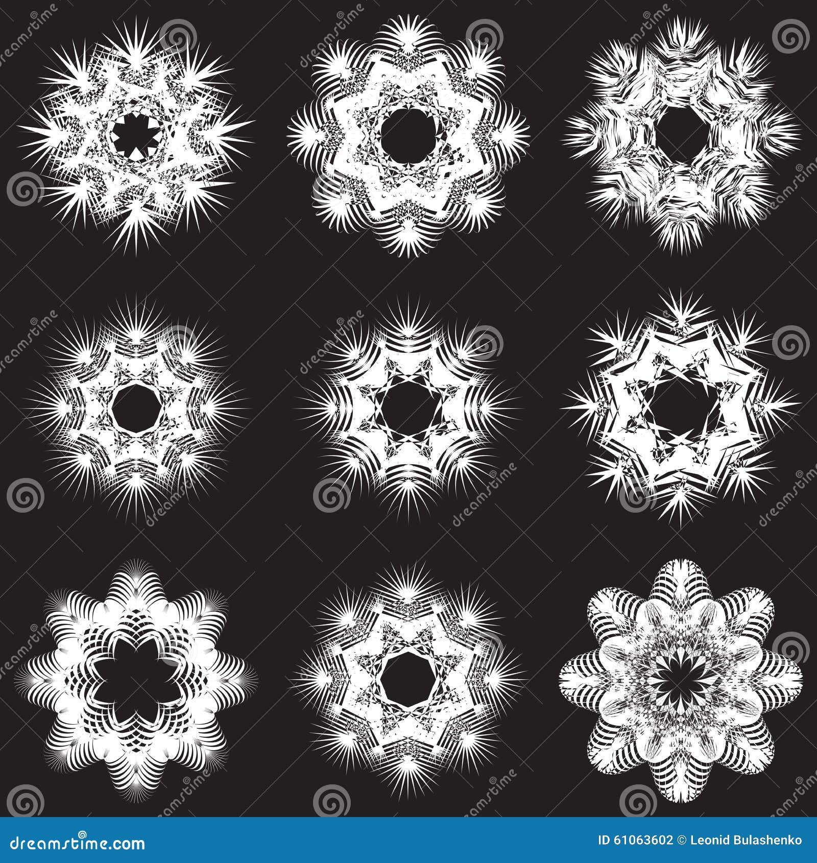 Stencil set of snowflakes stock vector. Illustration of graphic - 61063602