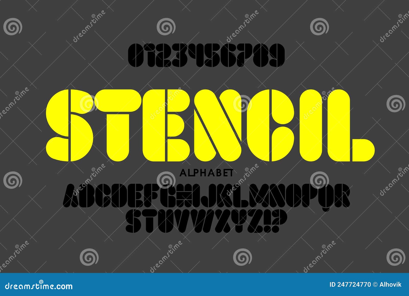 Stencil style font design stock vector. Illustration of alphabet ...