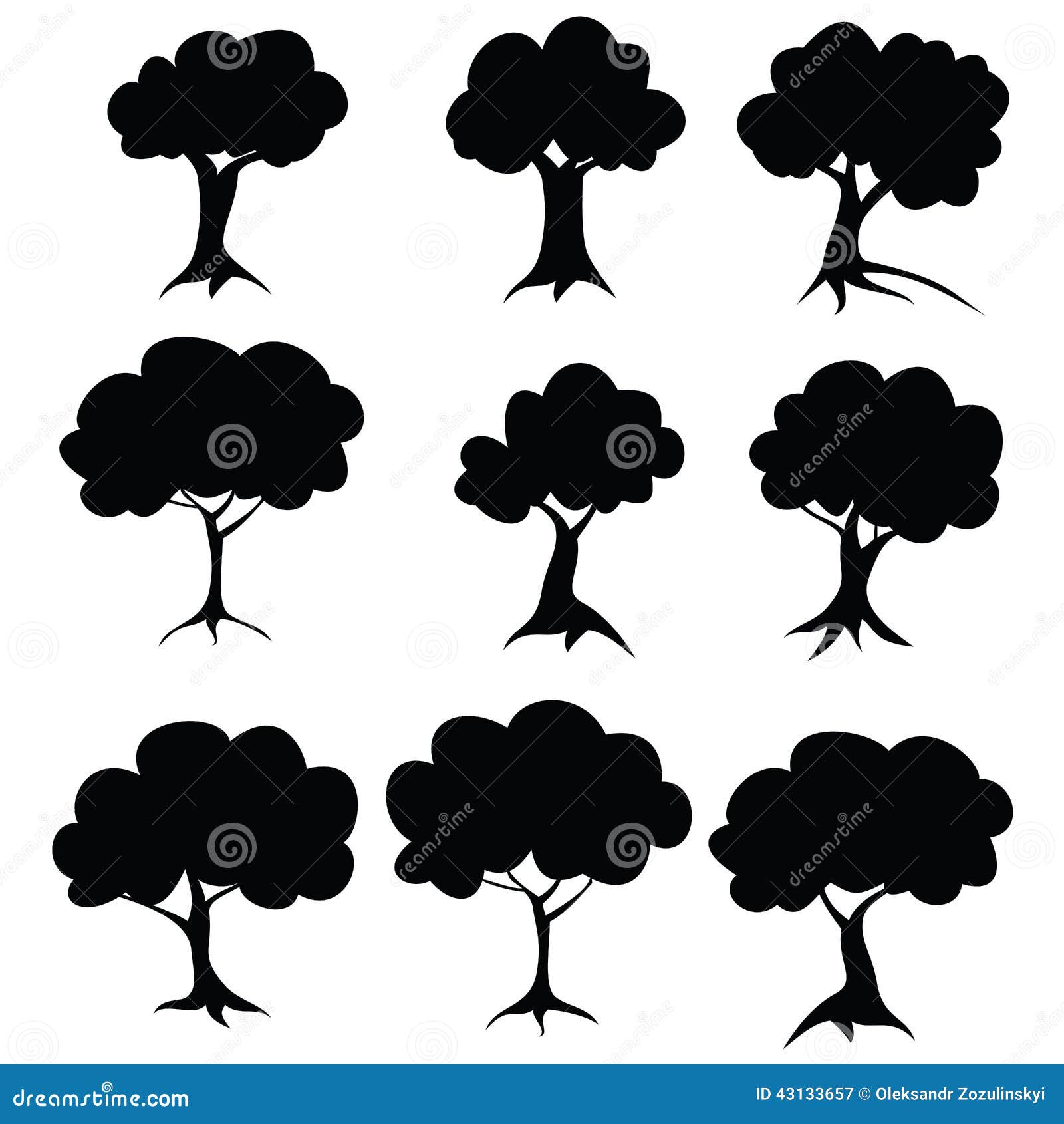 Stencil Trees. Raster #1 #1 Stock Illustration - Illustration of ...