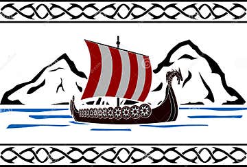 Stencil of viking ship stock vector. Illustration of nature - 32569933