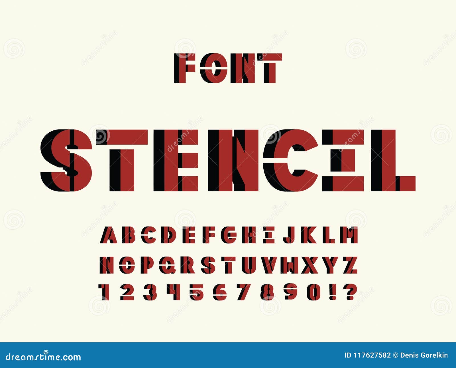 Stencil Volume Font. Vector Alphabet Stock Vector - Illustration of ...