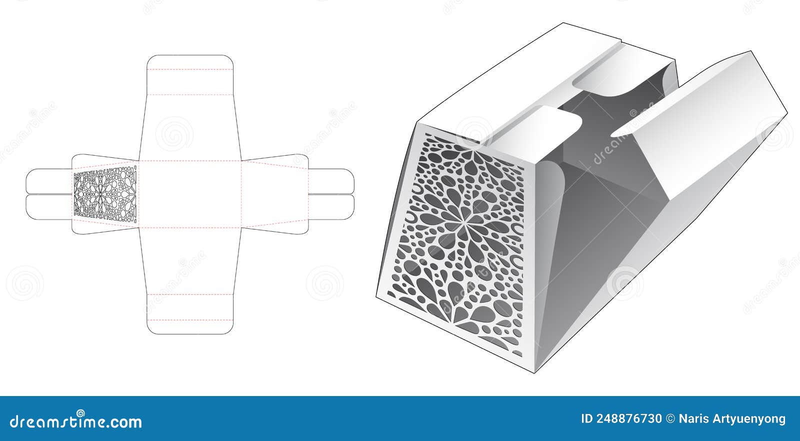 Middle Opening Triangular Box Die Cut Template Cartoon Vector ...