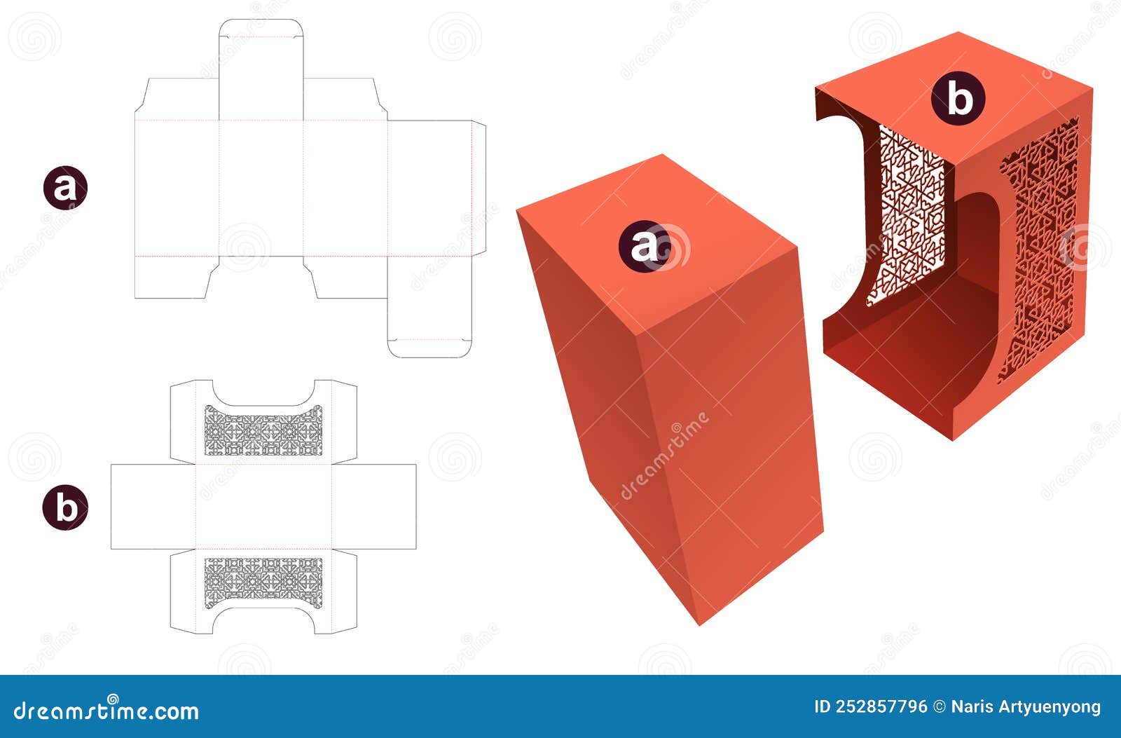 Sliding Box With Stenciled Pattern On Cover Die Cut Template Cartoon ...