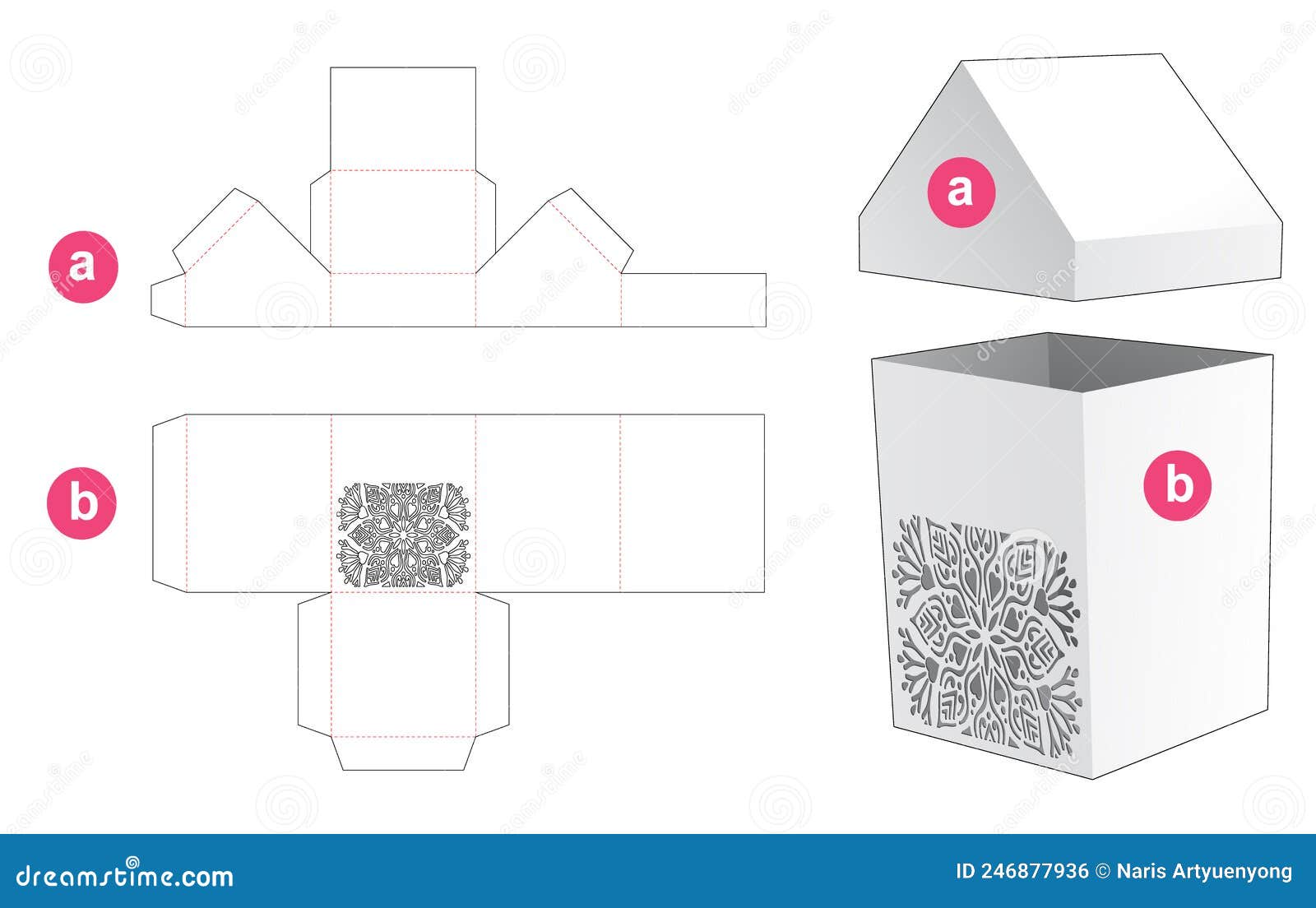 Stenciled Tall Box and House Shaped Cover Die Cut Template Stock Vector ...