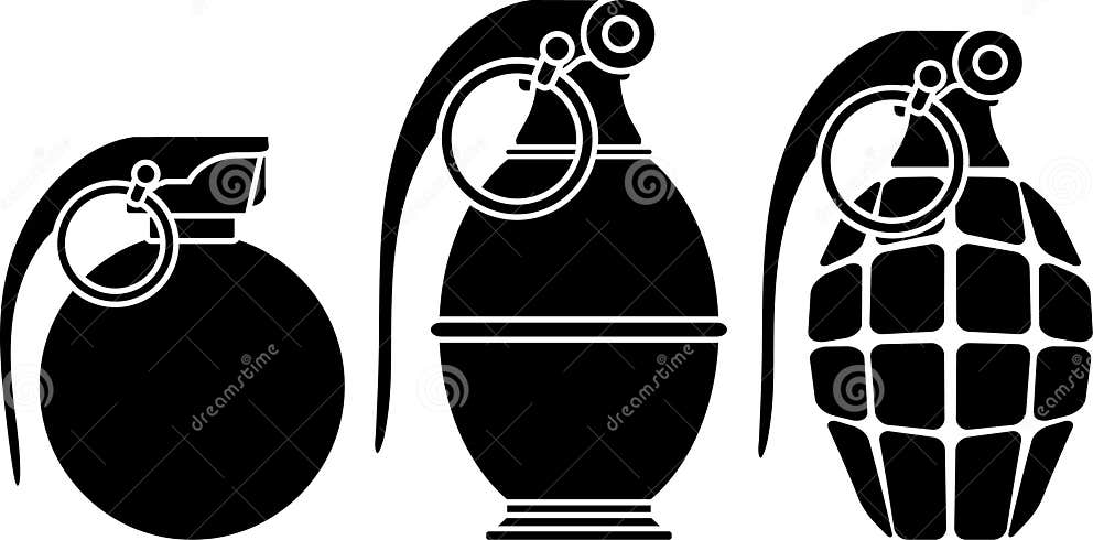 Stencils of grenades stock illustration. Illustration of bomb - 30935928
