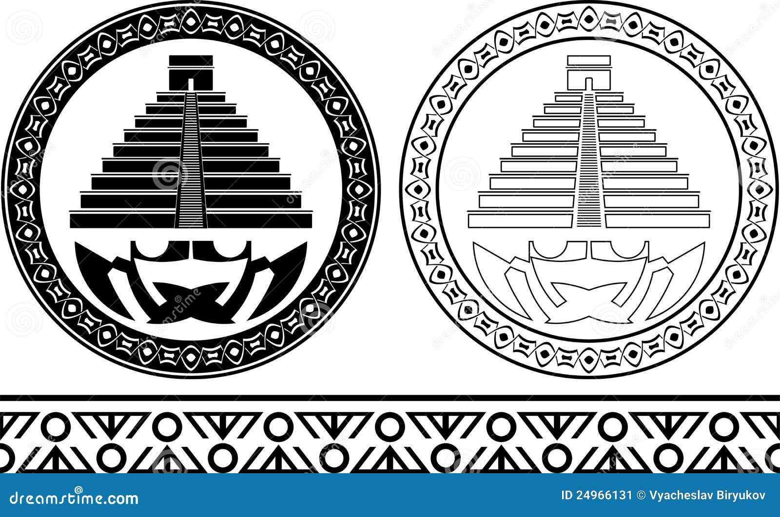 Stencils of mayan pyramids stock vector. Illustration of mexico - 24966131