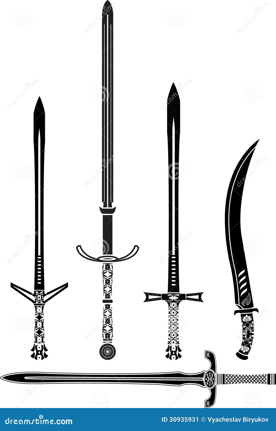 Stencils Of Medieval Swords Royalty-Free Illustration | CartoonDealer ...