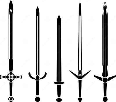 Stencils of Medieval Swords Stock Vector - Illustration of black ...