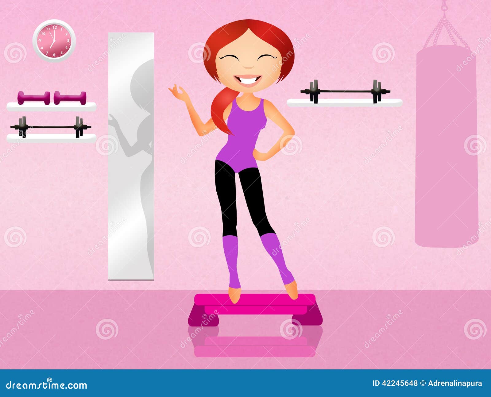 Step aerobic workout stock illustration. Illustration of sport - 42245648