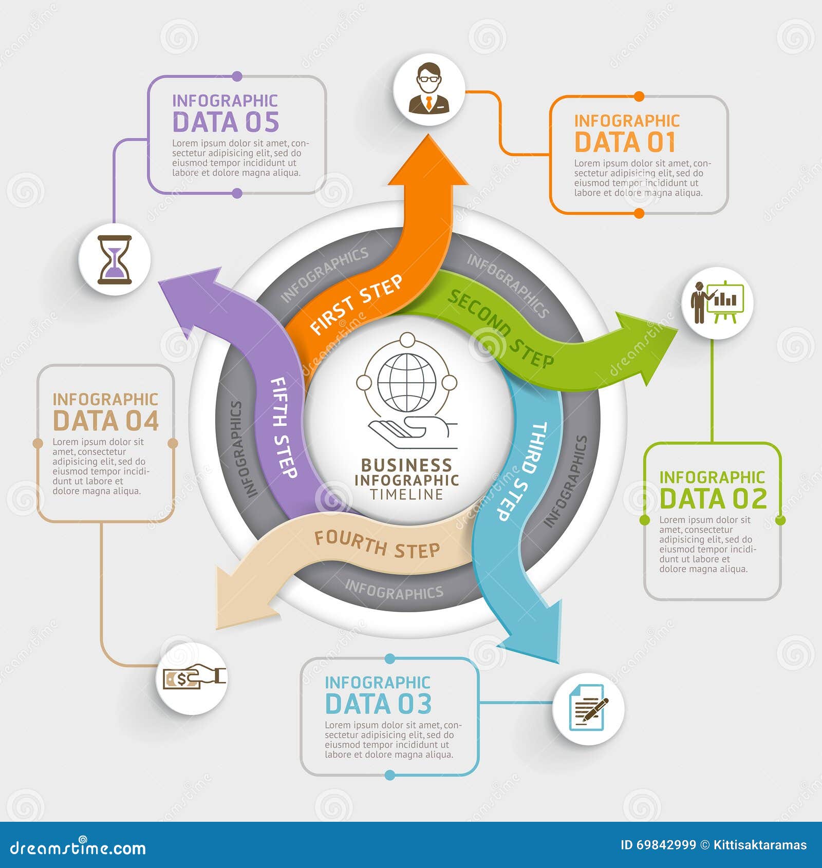 6 Step Arrow List Colorful Banners Infographic Diagram Vector ...
