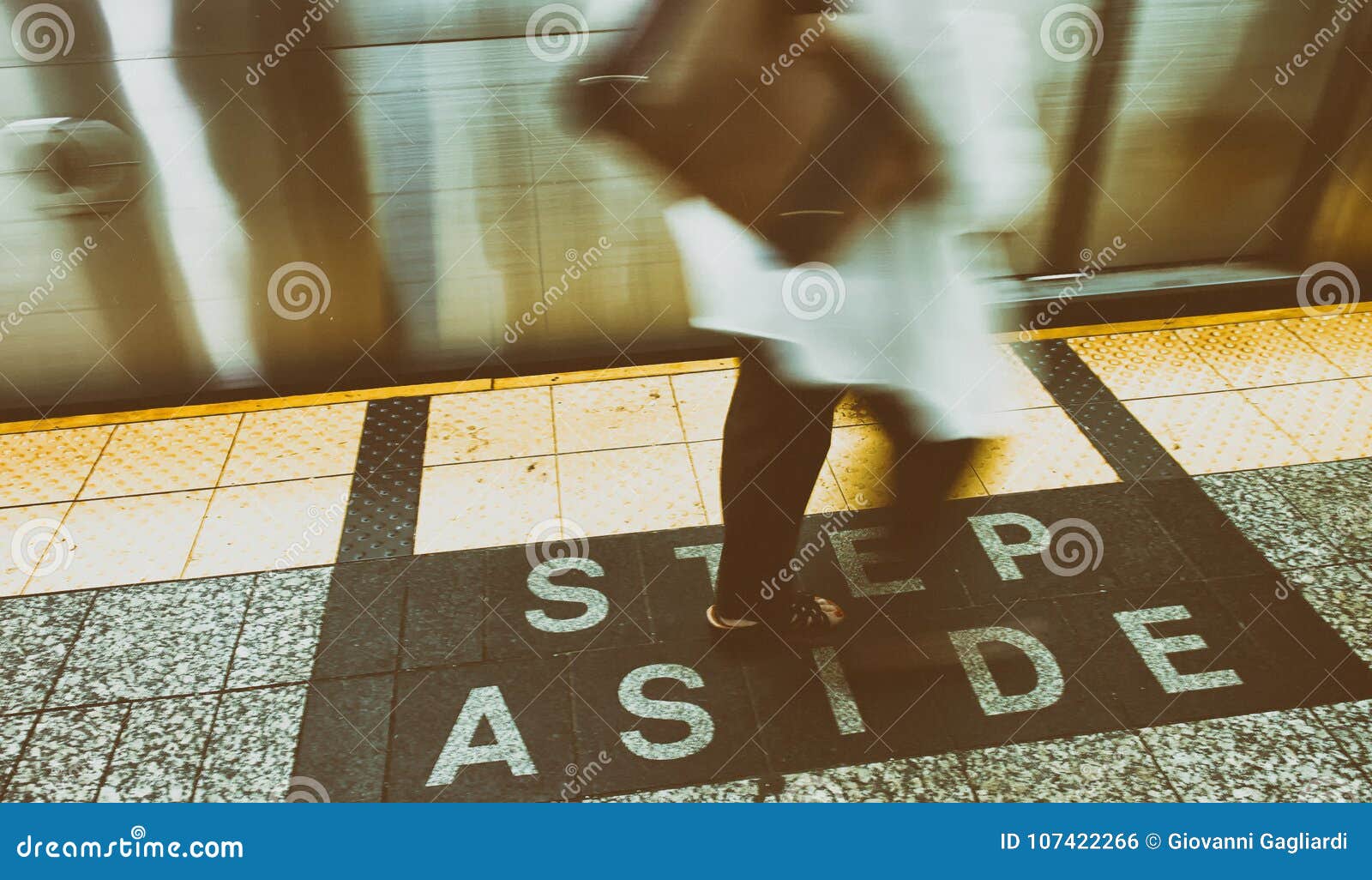 Step Aside Sign in New York Subway Station Stock Photo - Image of ...