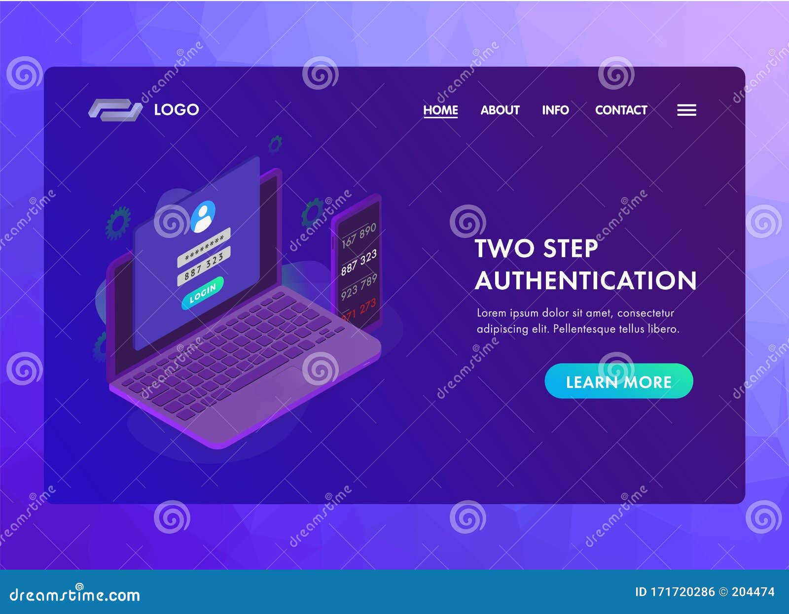 2 Step Authentication Concept Two Steps 2fa Verification Password Code