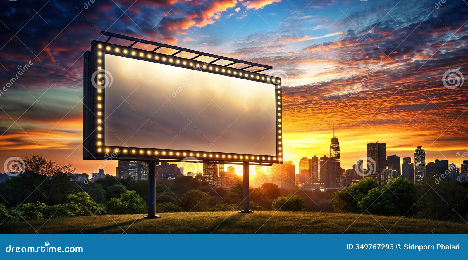 Vintage Cinema Billboard Silhouette Photography in a Dusk Urban Setting ...