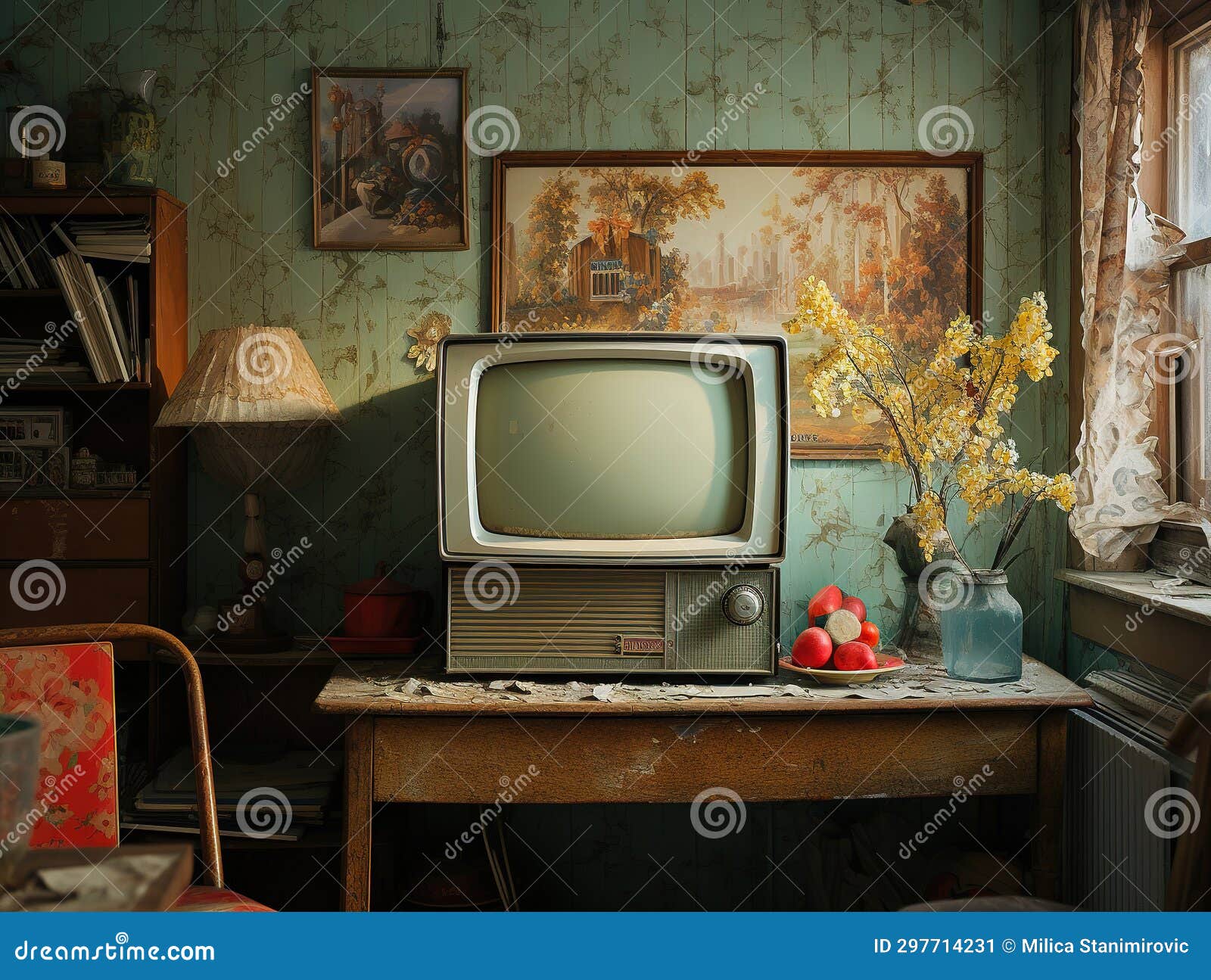 Step Back in Time: a Cute Vintage House Interior Stock Illustration ...