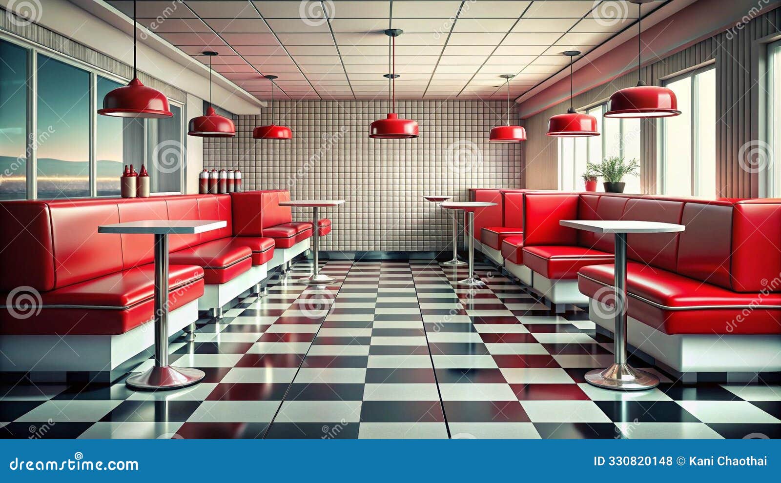 Step Back in Time with a 1950s Diner Illustration Generative AI Stock ...