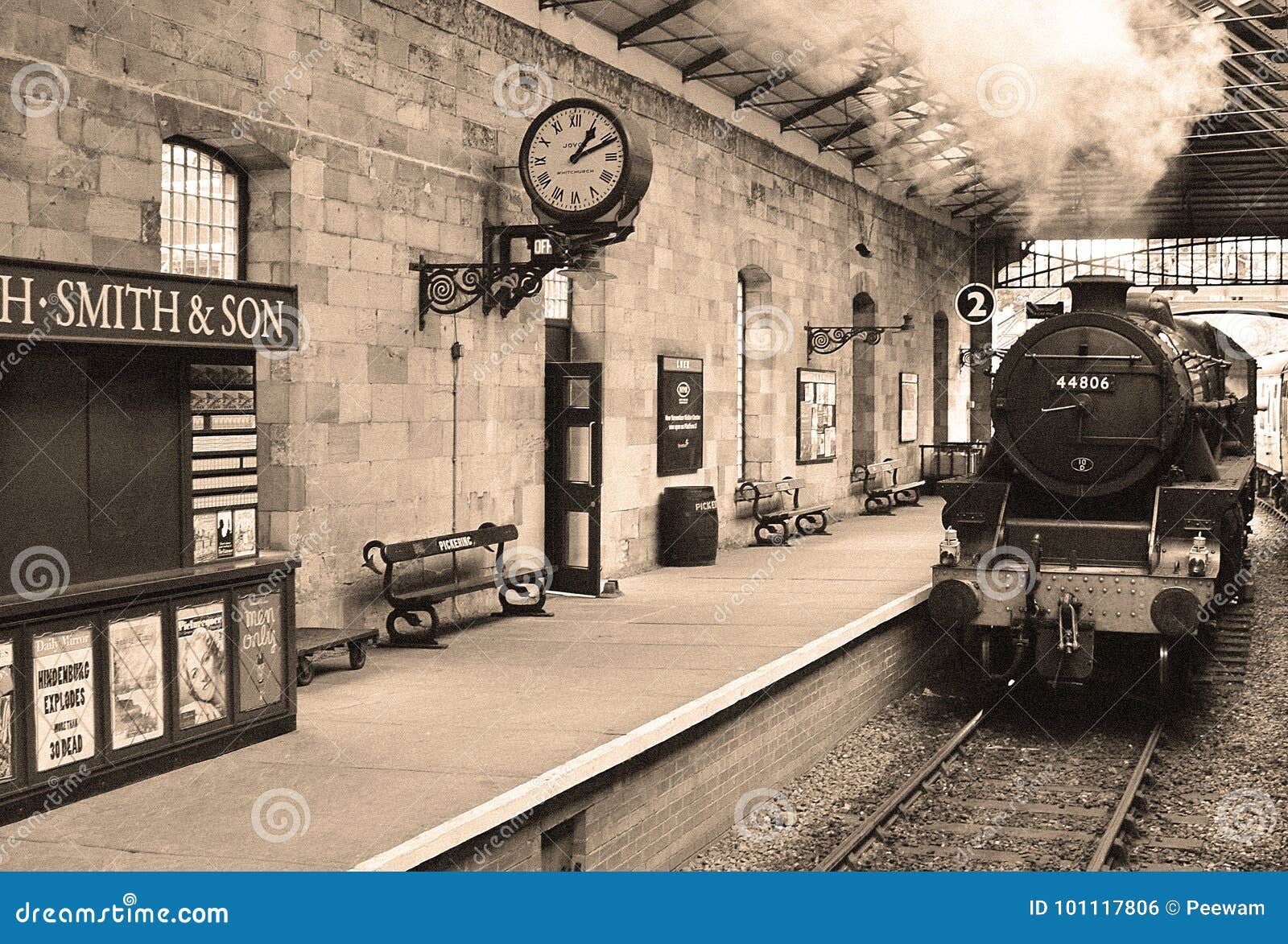 Steam Train Engine Entering Pickering Station on North Yorkshire Moors ...