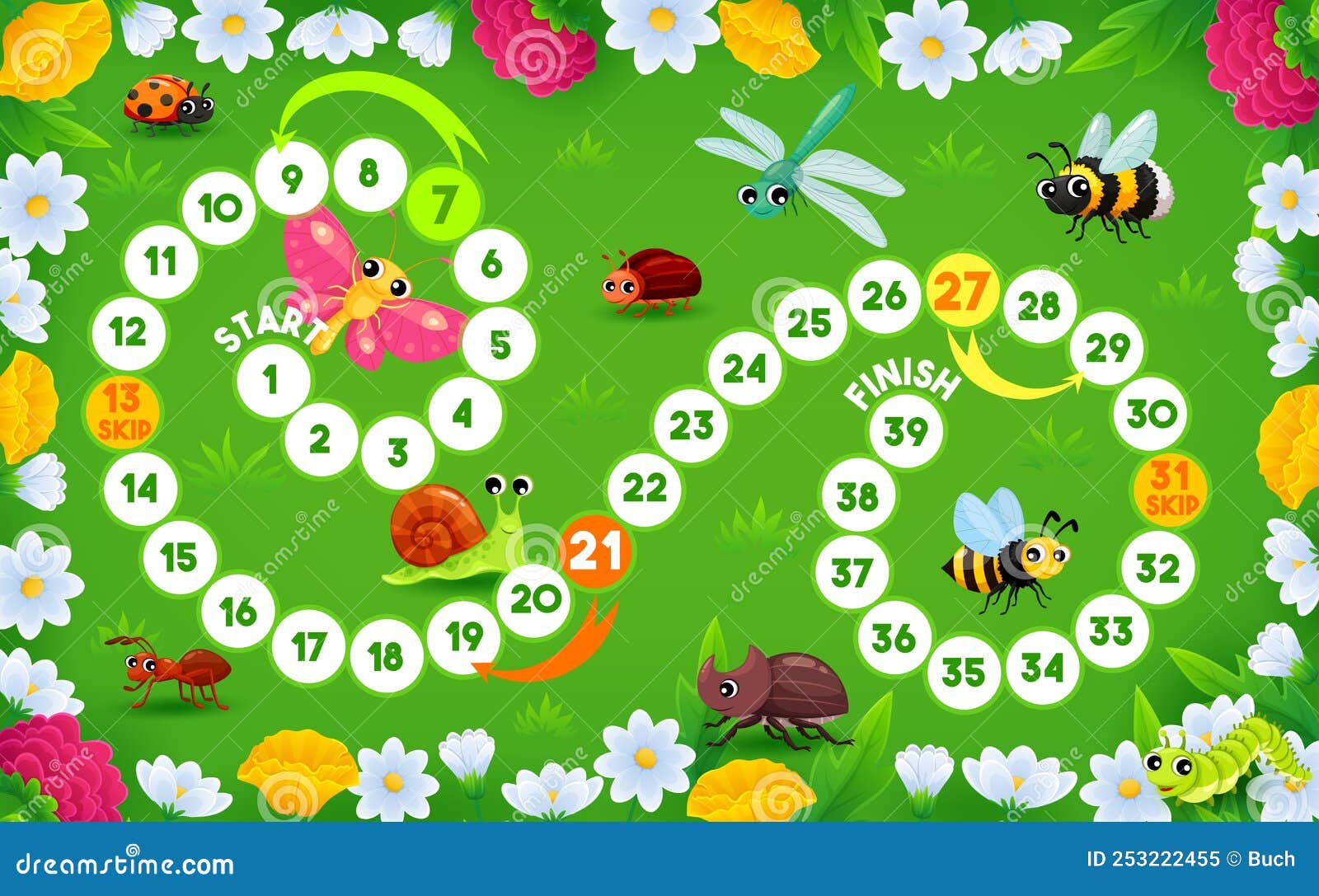 Step Board Game with Cartoon Insect Characters Stock Vector ...