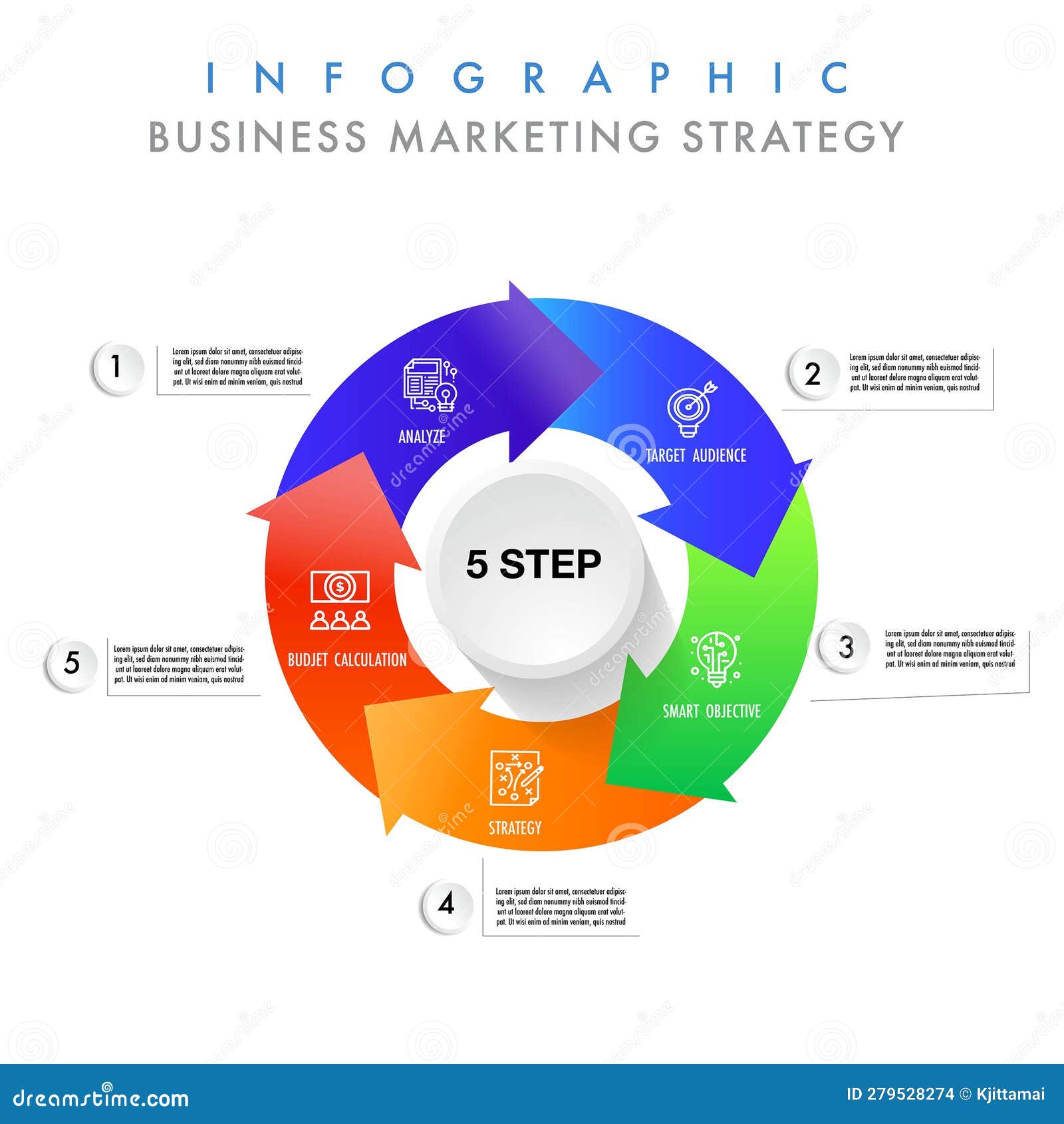 5 Step Business and Marketing Goals Infographic Template Stock ...
