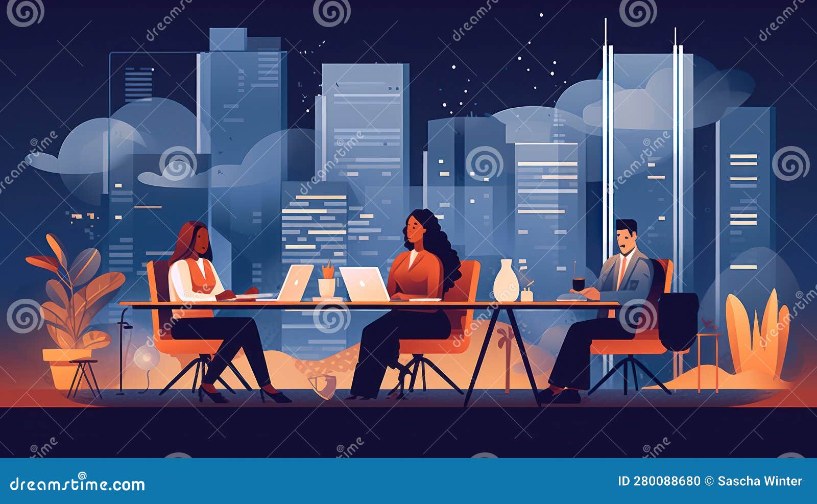 Dynamic Collaboration: Thriving in the Office Environment Stock ...