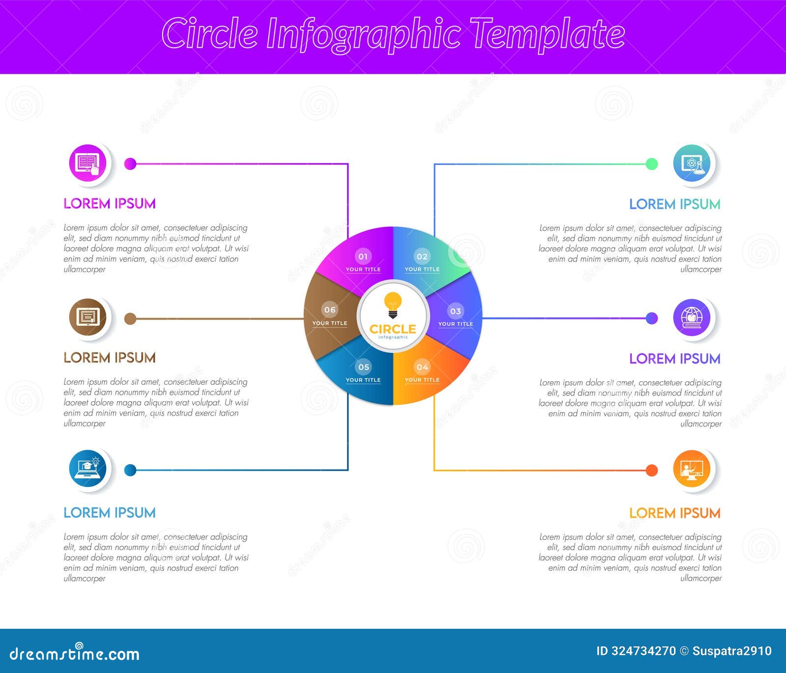 6 Step Circular Diagram Template. Business Circular Infographic With ... 6 Step Circular Diagram Template. Business Circular Infographic With ...
