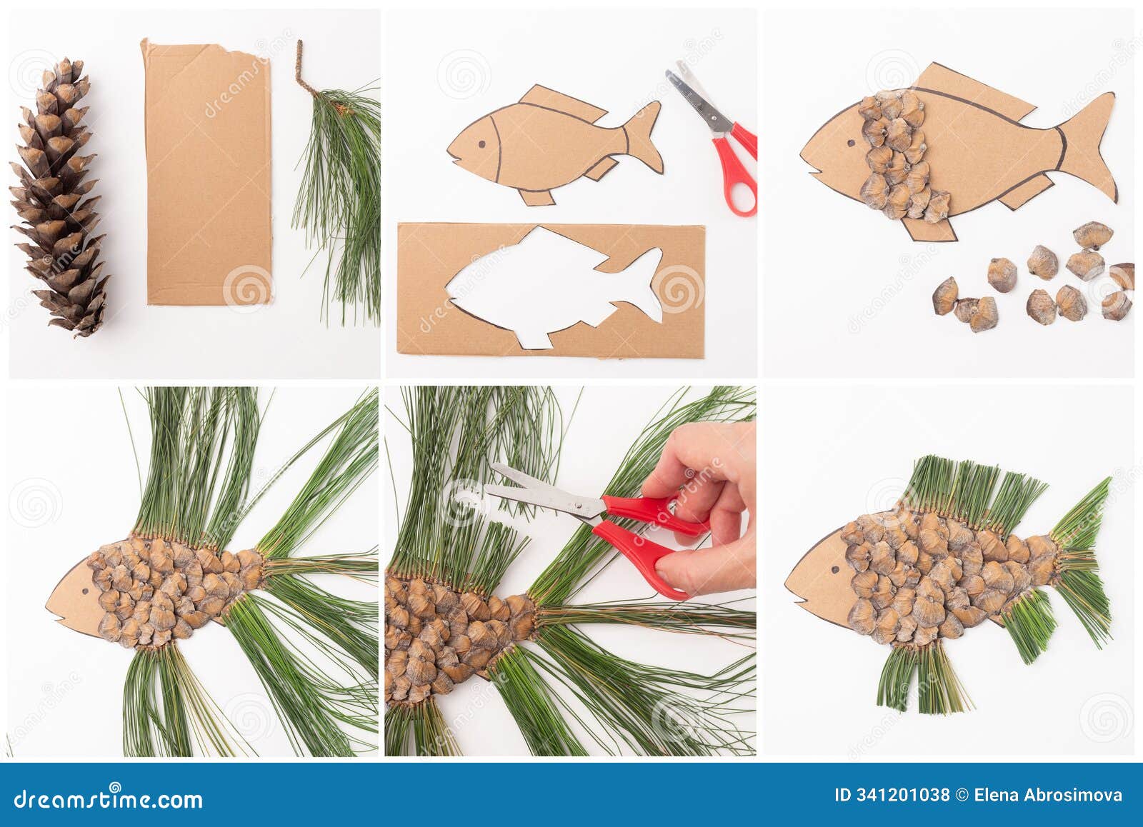 Step by Step Collage Showing the Process of Making a Fish Shaped Craft ...