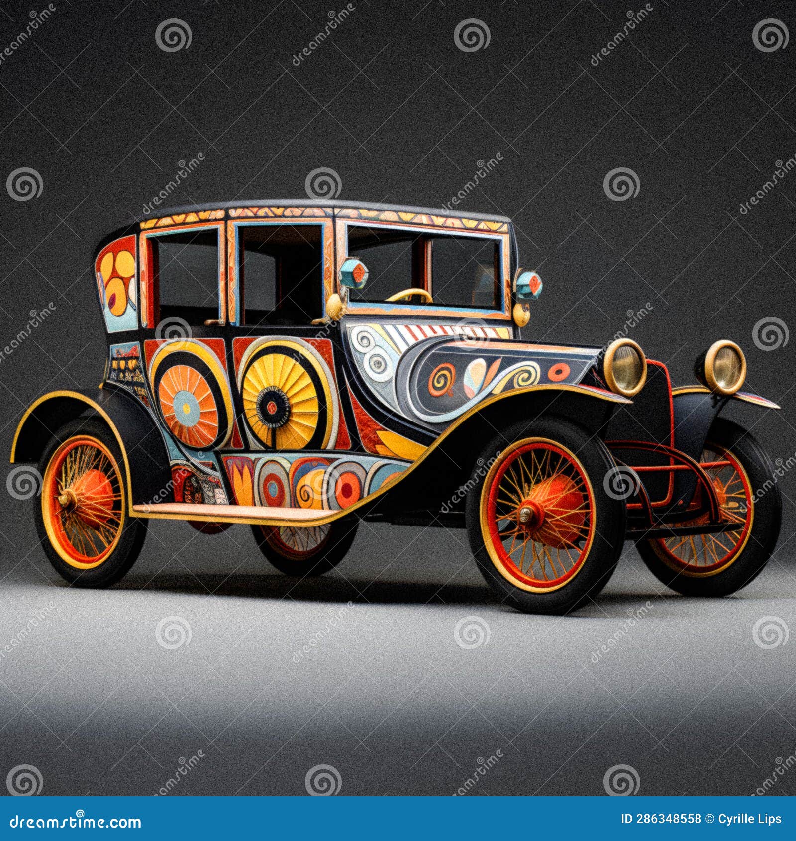 Psychedelic Car: a Retro Futurism Revival Stock Illustration ...