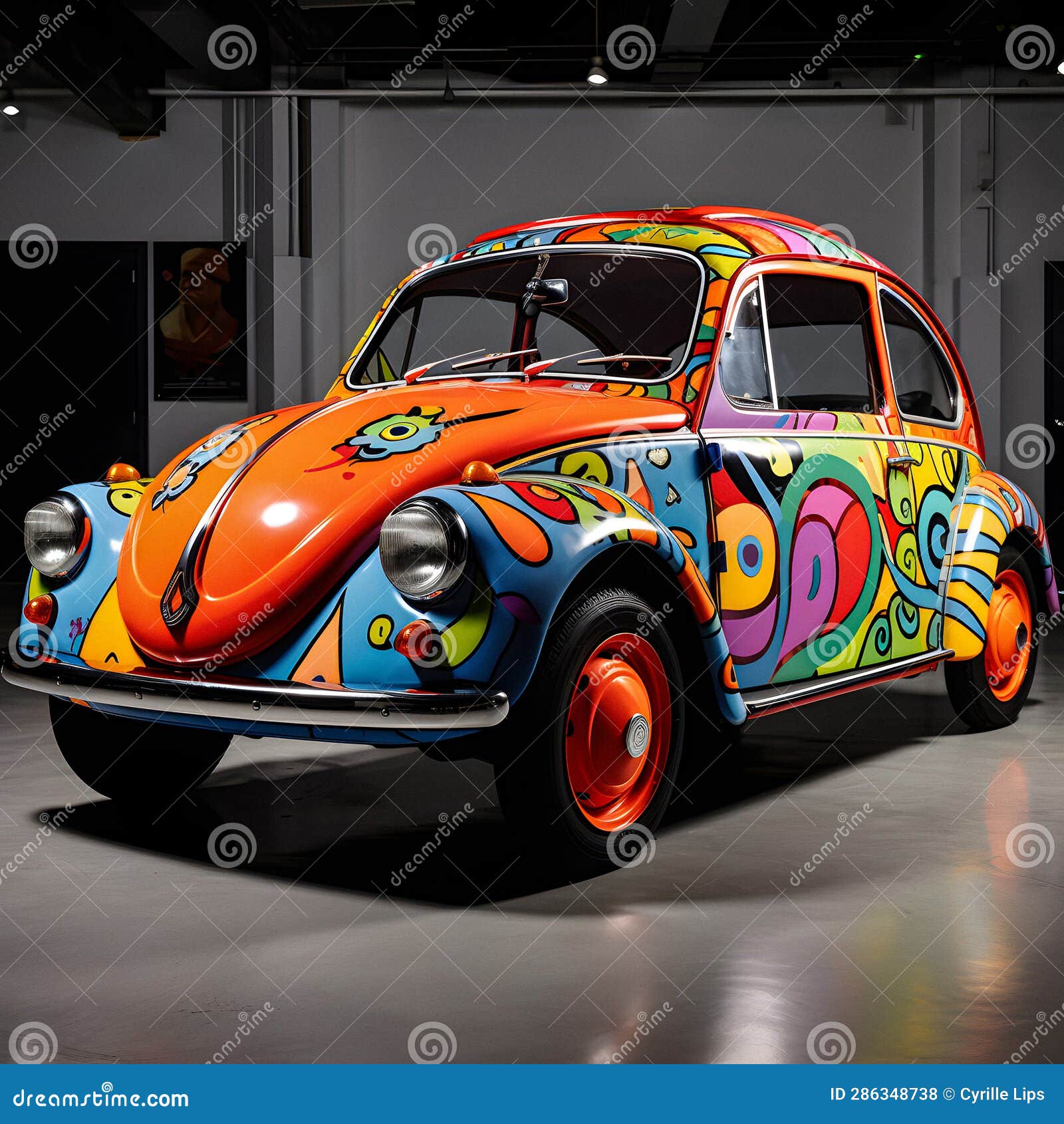 Psychedelic Car: a Retro Futurism Revival Stock Illustration ...