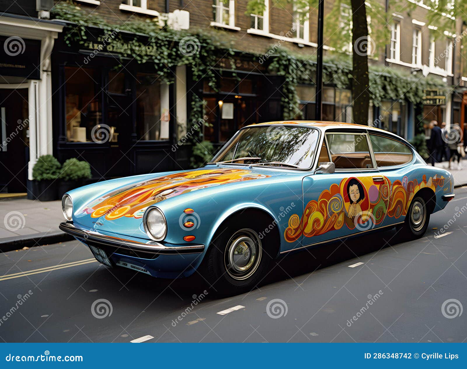Psychedelic Car: a Retro Futurism Revival Stock Illustration ...