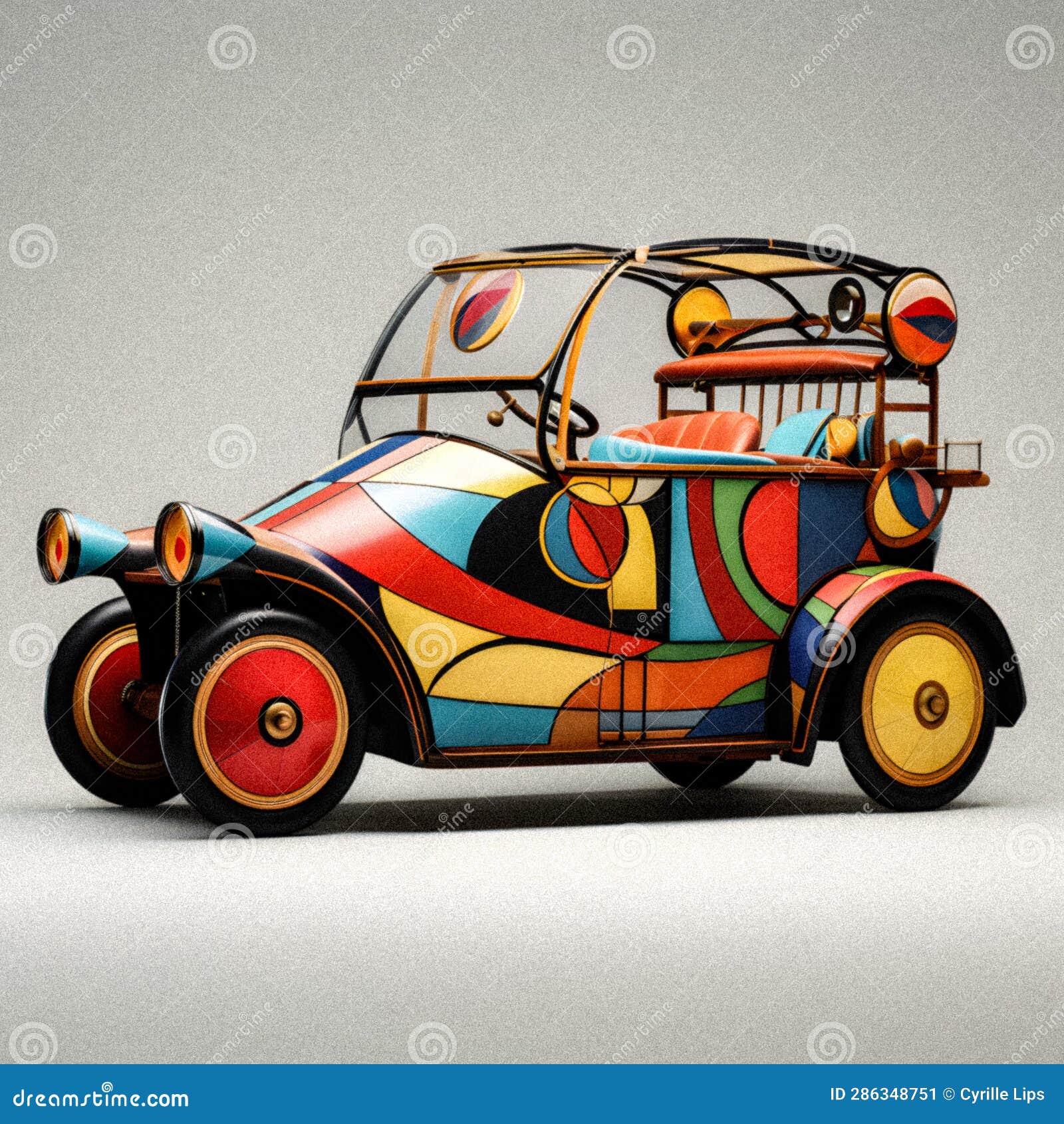 Psychedelic Car: a Retro Futurism Revival Stock Illustration ...