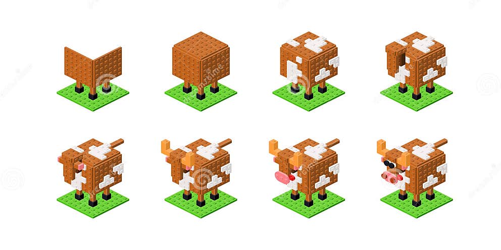 Step by Step Construction of a Spotted Cow Using Plastic Blocks in ...