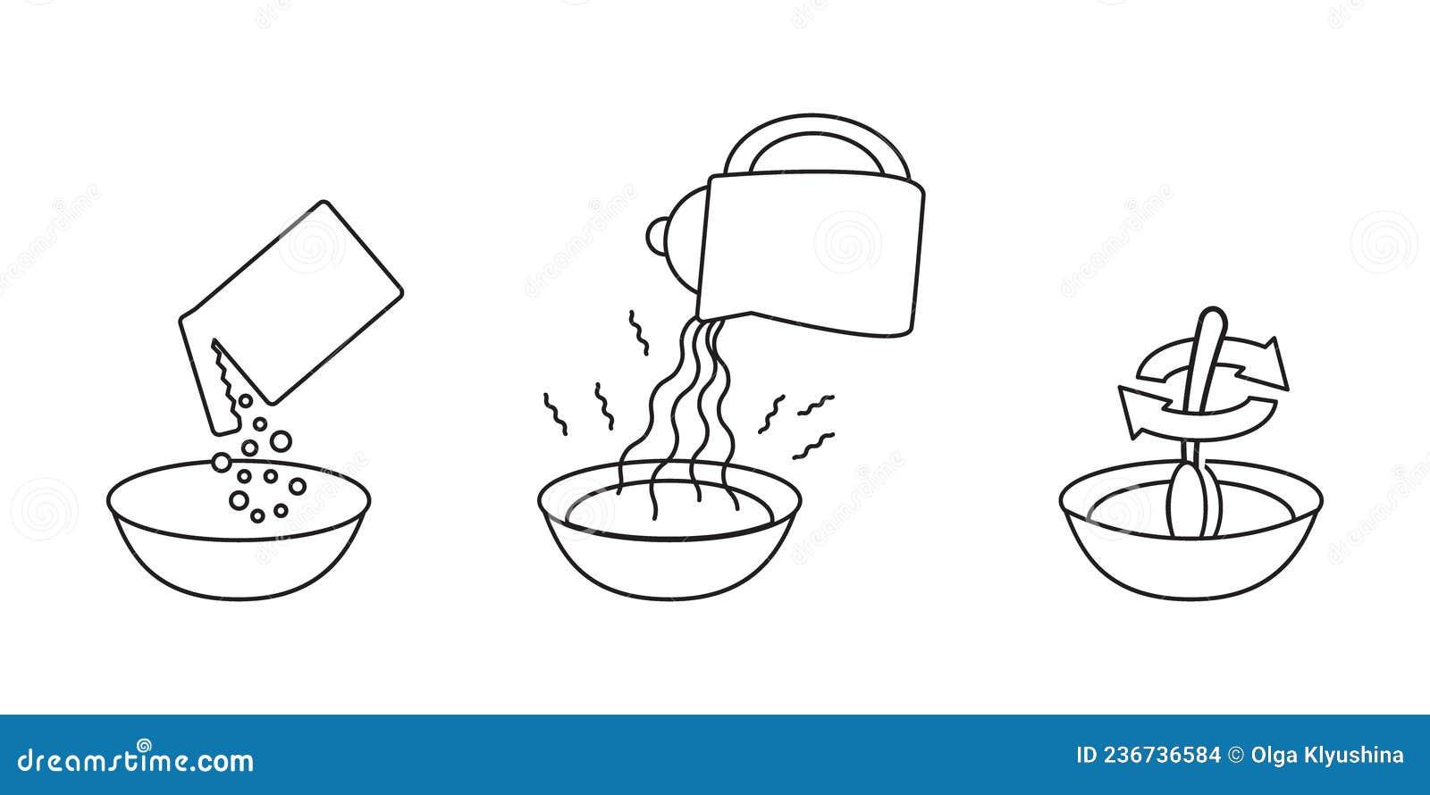 Step-by-step Cooking Guide. Cooking Method In Three Stages. Black And ...