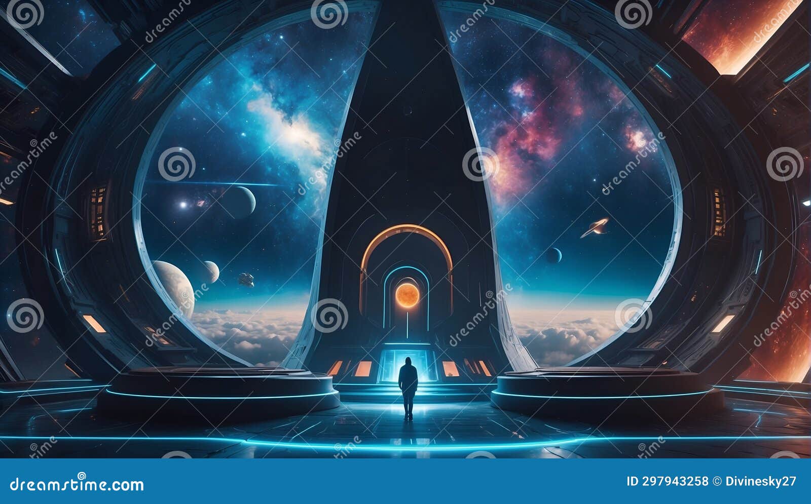 Cosmic Creativity: Spaceship S Avant-garde Hall. Generative Ai Stock ...