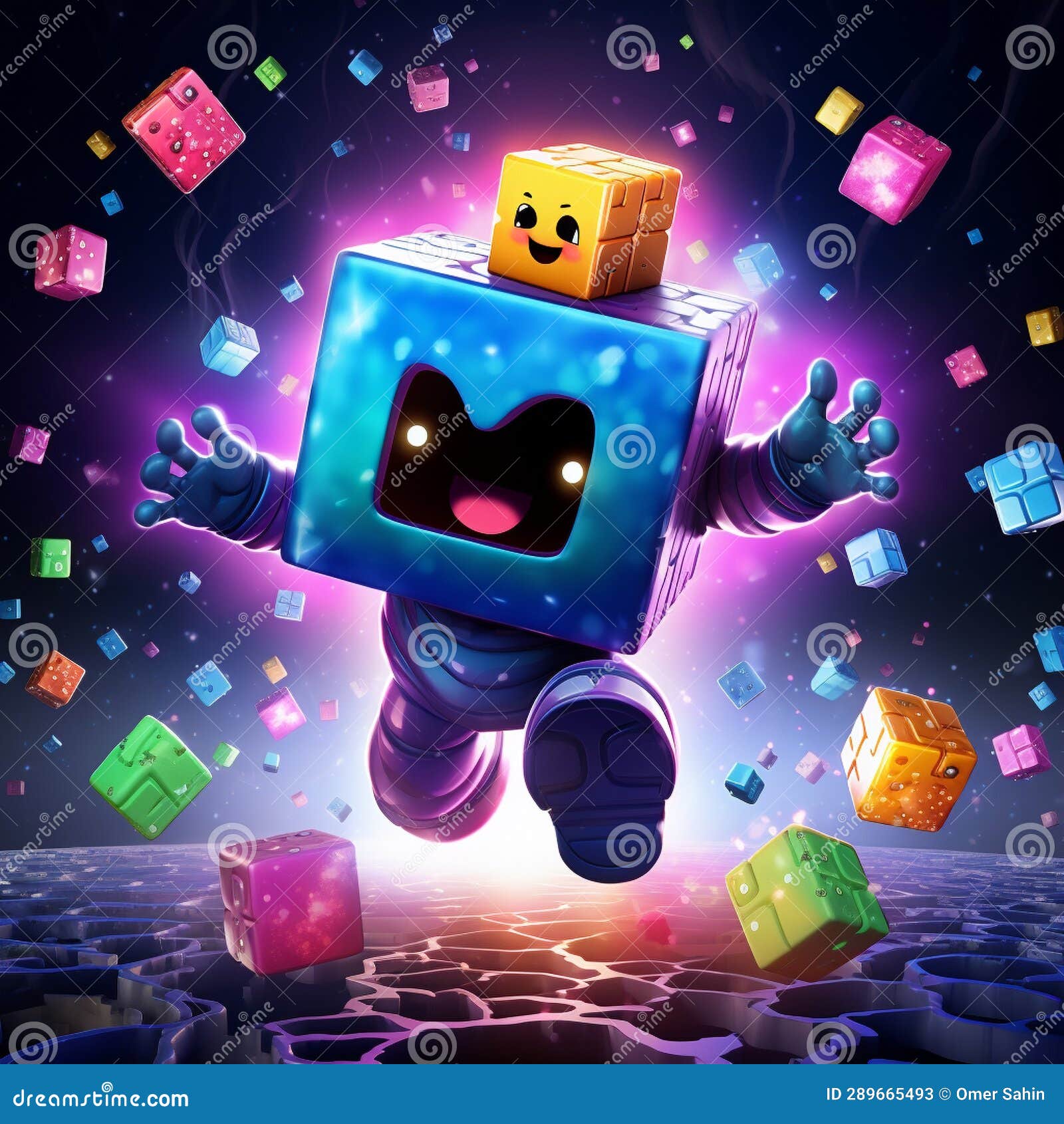 Mischievous Cosmic Cube Character Stock Illustration - Illustration of ...