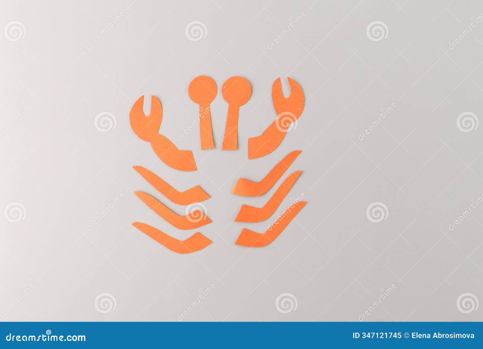 Step in Creative Project, Claws and Legs Made from Orange Paper, Cut Out Details, Top View, Grey ...