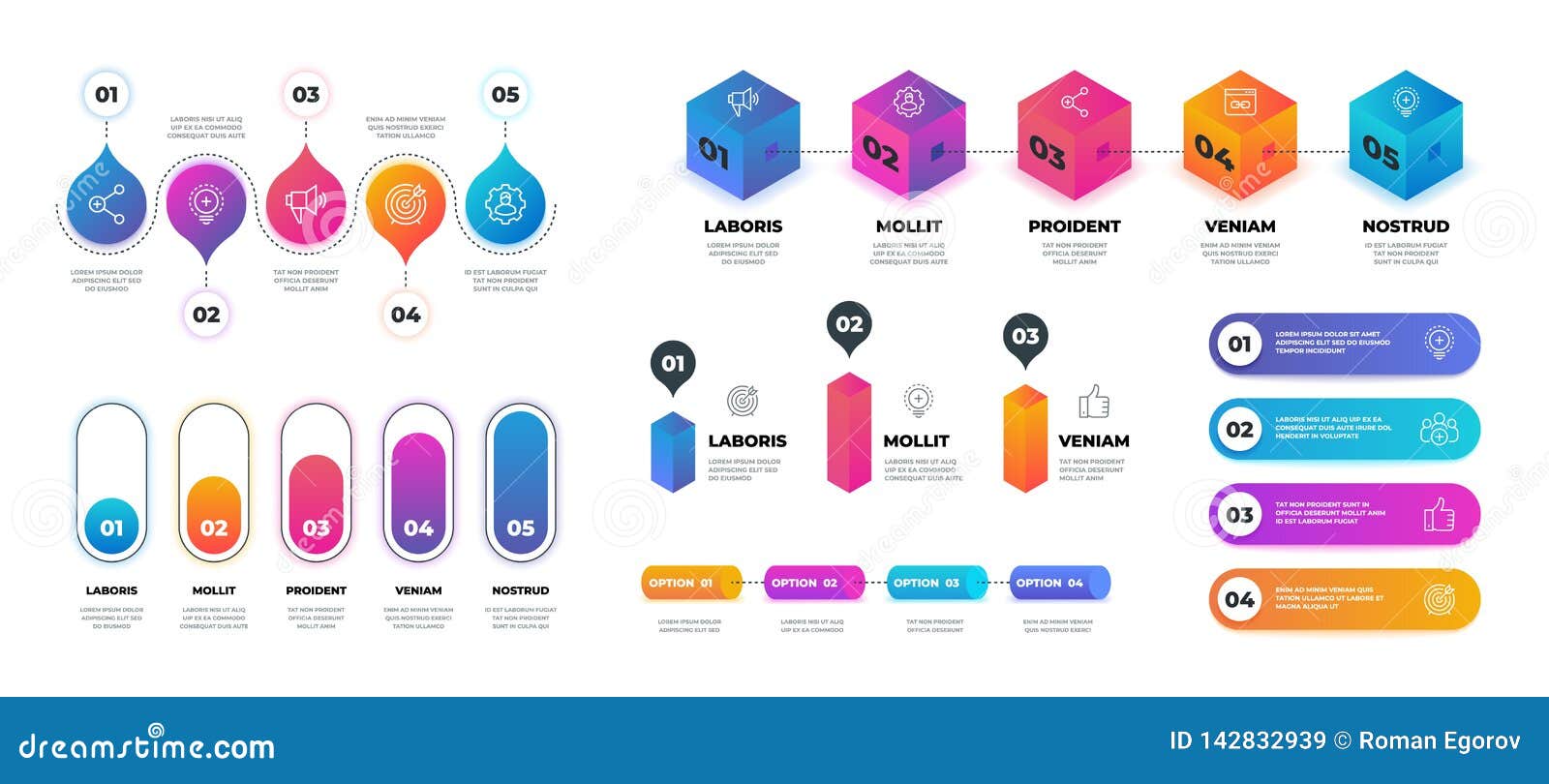 Step 3D Infographic. Realistic Flowchart Graph, Business Options ...