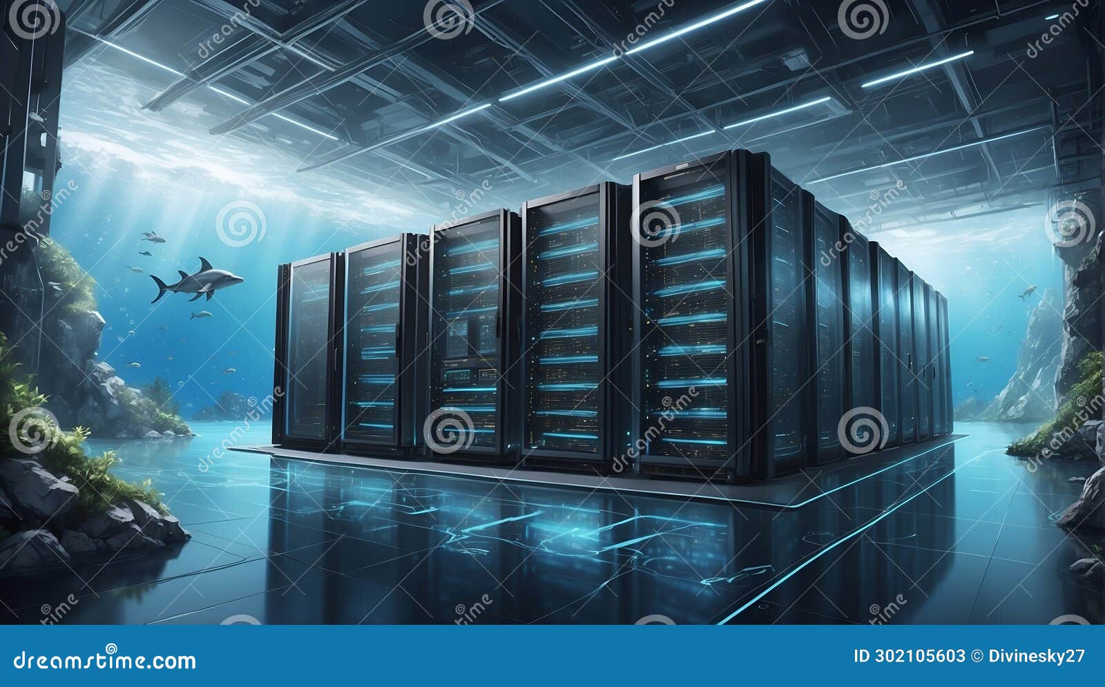 WaveTech Nexus: a Sea-Powered Revolution in Data. AI Generate Stock ...