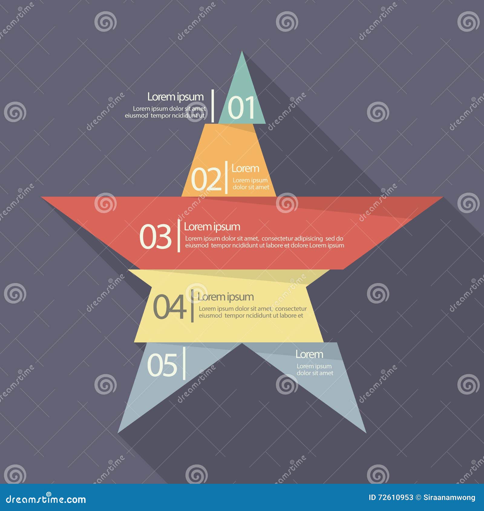 Step Design of Five Part Star Infographic Stock Illustration ...