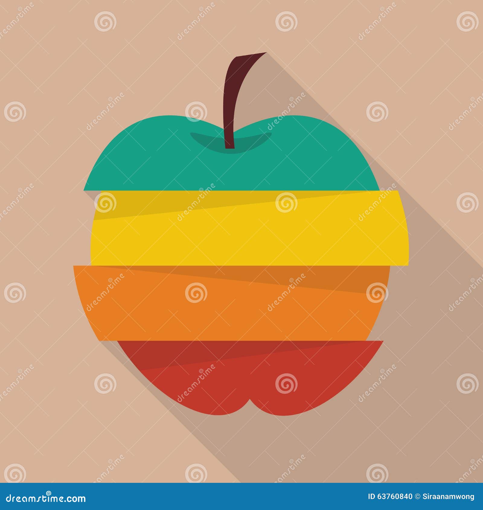 Step Design of Four Part Apple Stock Vector - Illustration of education ...