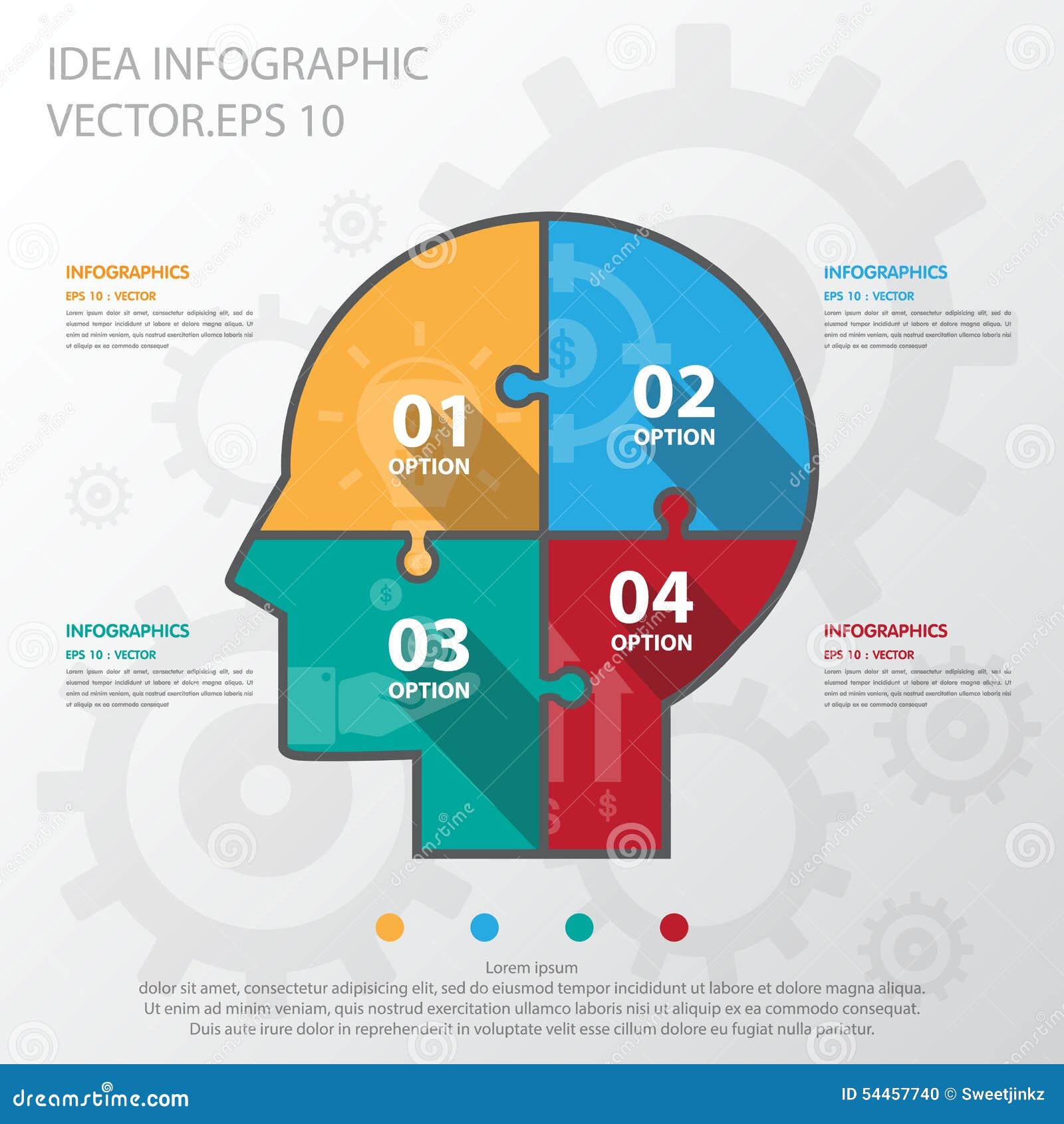 Step Design of Four Part Human Idea Infographic Element.Vector/EPS10 ...