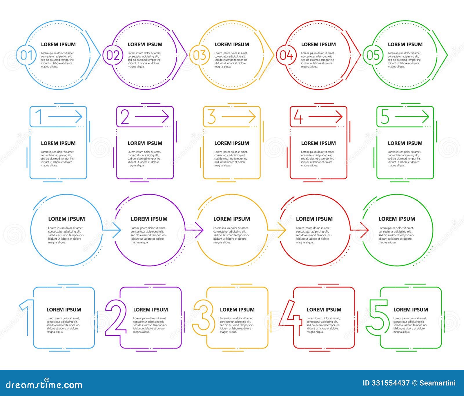 Step Diagram and Infographic Timeline Chart Frames Stock Illustration ...