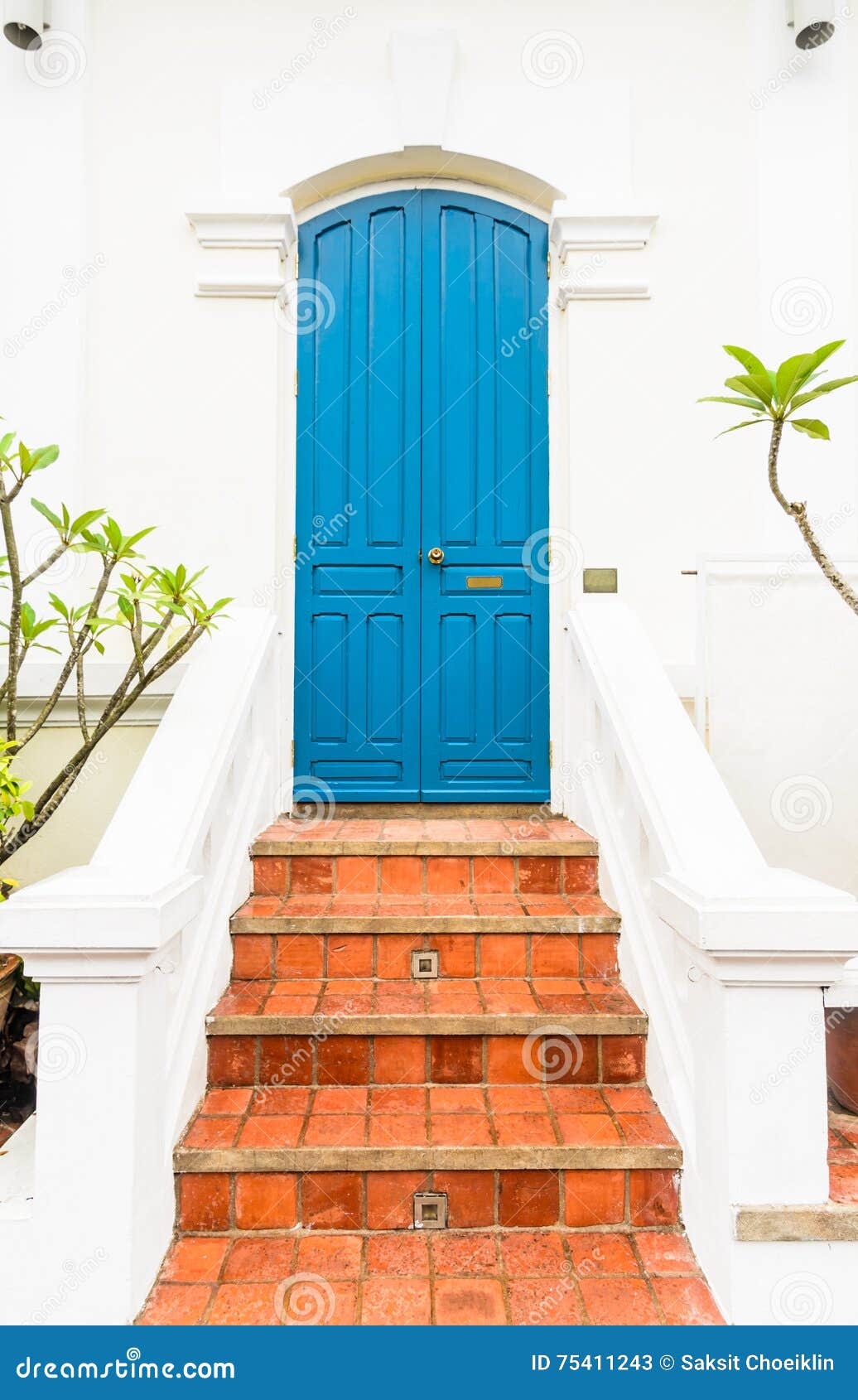 Step and door stock image. Image of blue, door, close - 75411243
