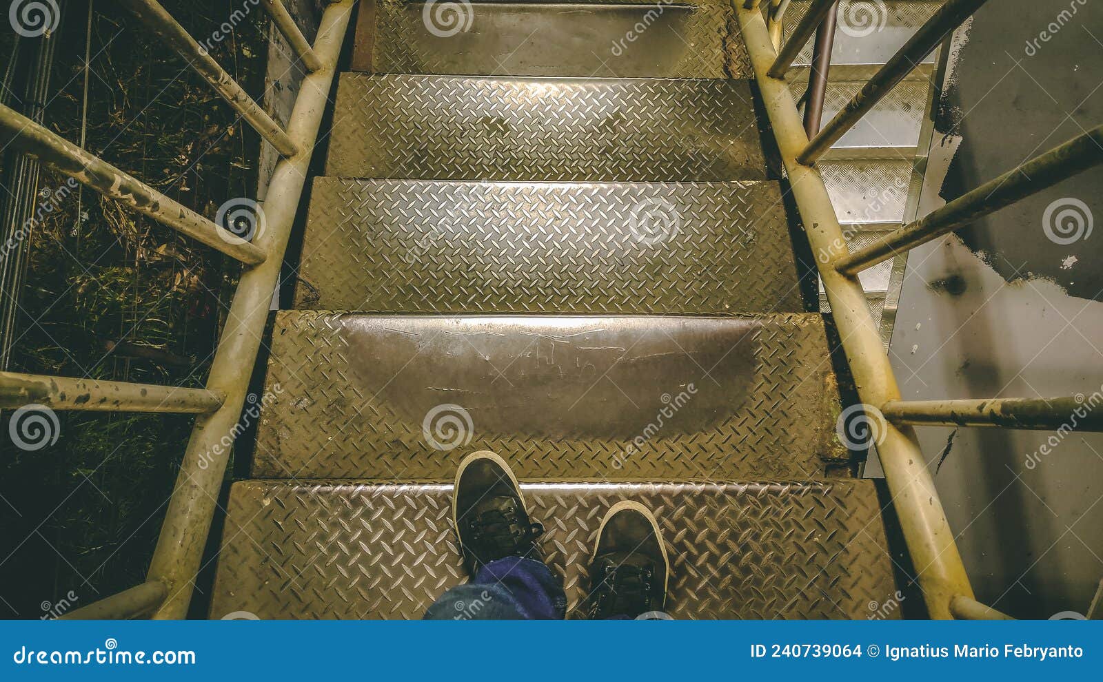 Step by Step Down the Stairs Stock Photo - Image of stairs, wall: 240739064